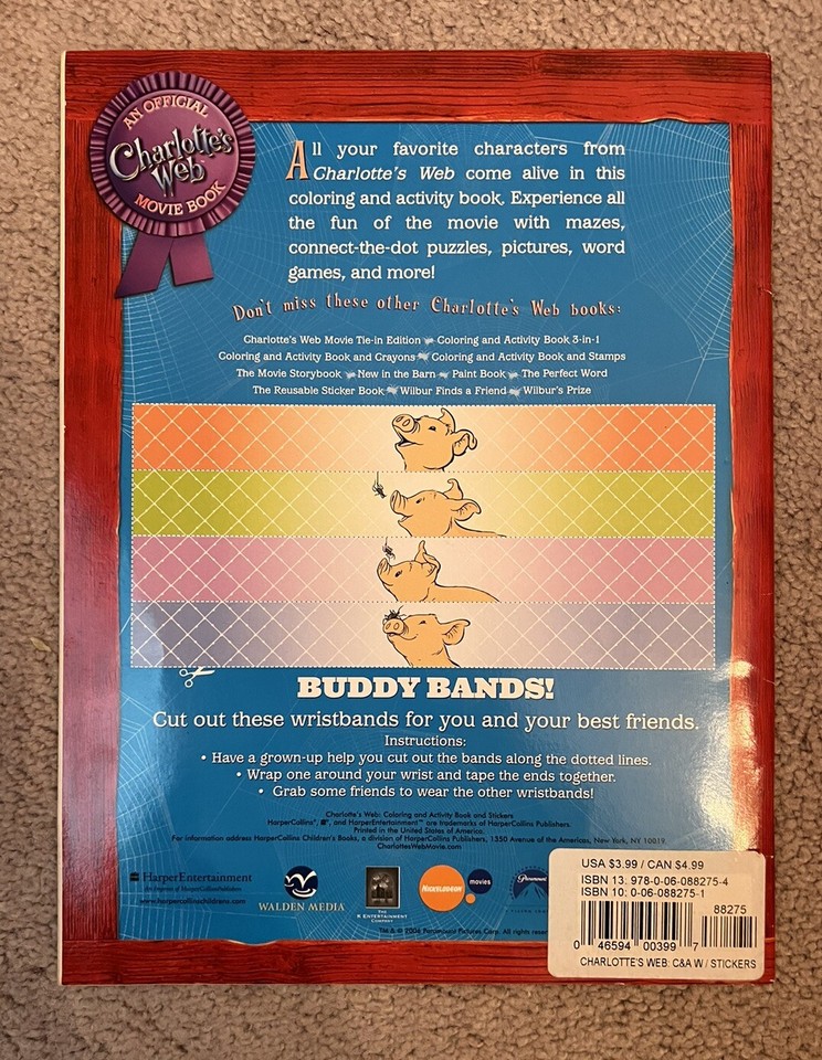 Charlotte’s Web Coloring & Activity Book & Stickers By Franz NEW ...