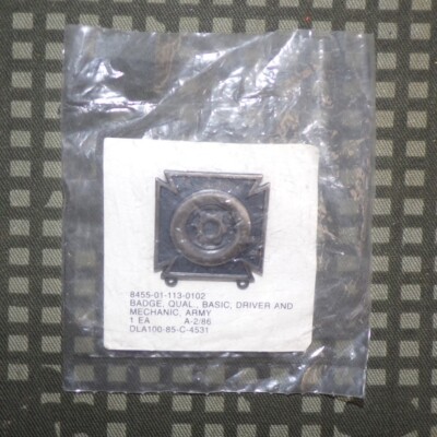 US Army Basic Driver & Mechanic Badge Oxidized Silver Metal 1986 (NIB ...