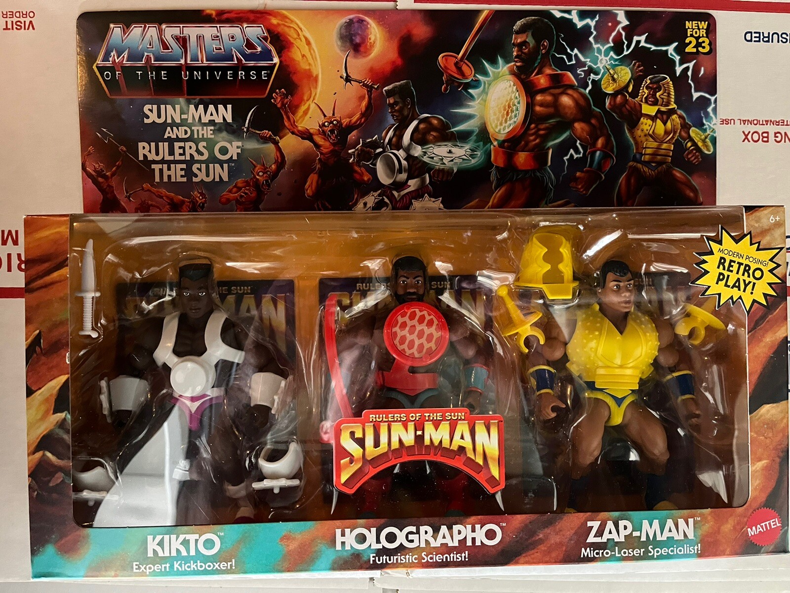 🔥 🔥 MOTU Origins SUN-MAN Rulers Of Sun 3 Pack KIKTO ZAP-MAN HOLOGRAPHO ...