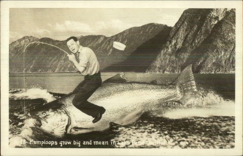 Kamloops BC British Columbia Fishing Exaggeration Real Photo Postcard ...