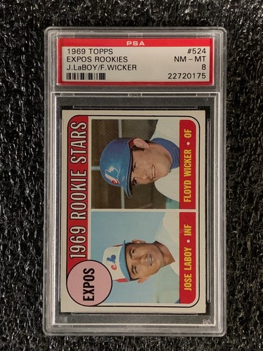 1969 Topps Baseball #524 Expos Rookies (Jose Laboy, Floyd Wicker) PSA 8 ...