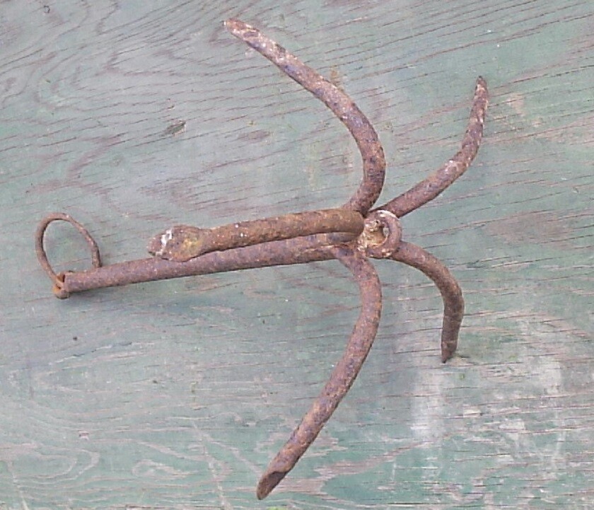 Antique Cast Iron Body Recovery Snagging Drag Dragging Hook Weird ...