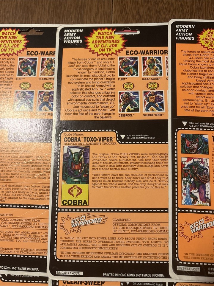 GI JOE 1991 ECO WARRIORS Card Backs Uncut Lot Of 6 File Cards | eBay