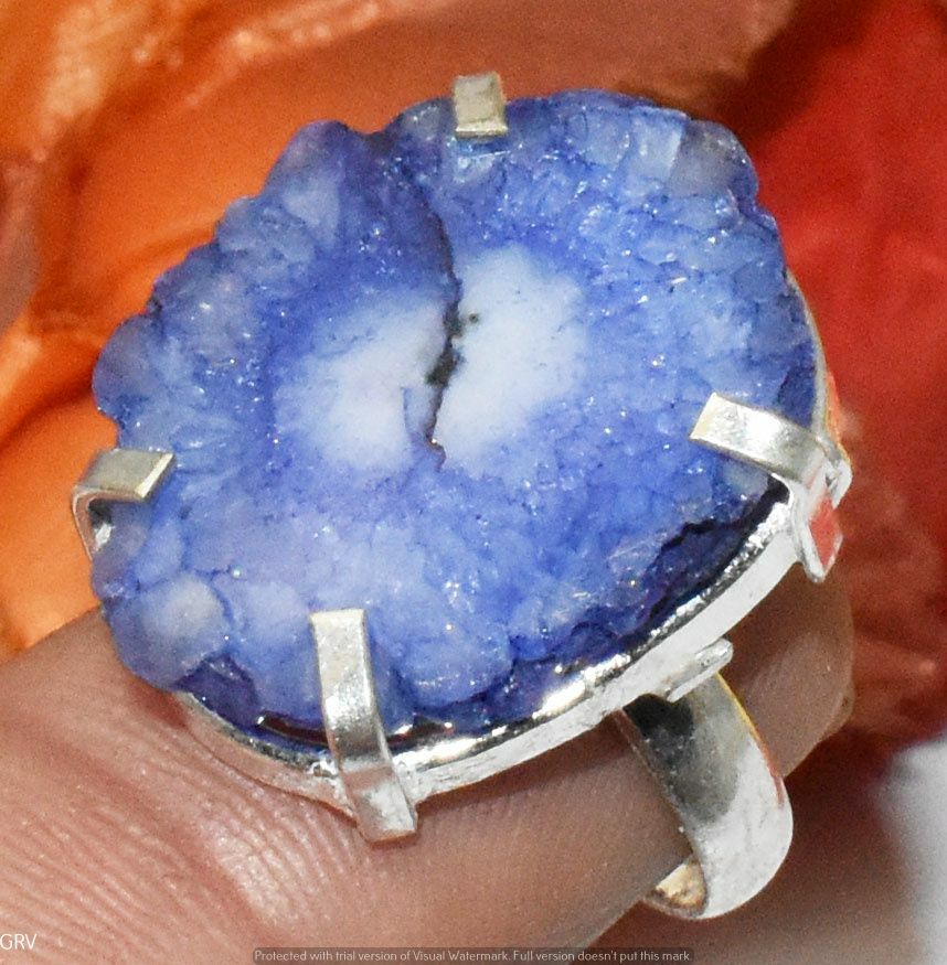 Blue Solar Quartz Gemstone Ring 925 Silver Plated Us Size 5.5" U335 ...