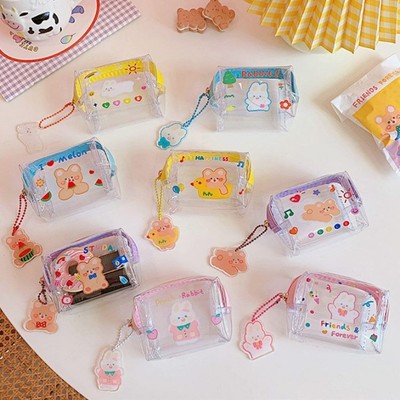 2PCS Transparent Zipper Pouch PVC Jelly Wallet Lovely Storage Bag Women ...