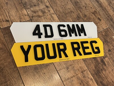 4D 6MM HEX NUMBER PLATES ROAD LEGAL MOT LEGAL GLOSS BLACK ACRYLIC 7 ...