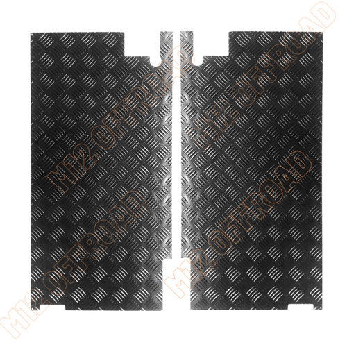 Front Door Plates (Pair) - 2mm Chequer Plate - Black - Land Rover ...