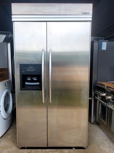 KitchenAid built in 42" stainless steel side by side refrigerator ...
