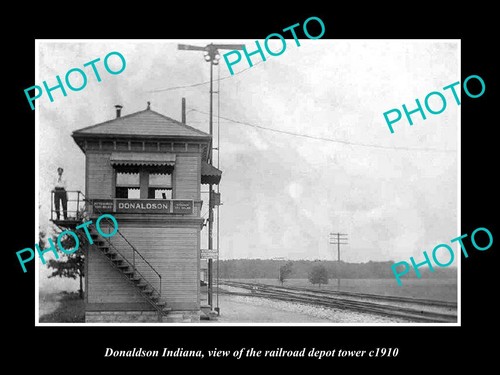 OLD LARGE HISTORIC PHOTO OF DONALDSON INDIANA THE RAILROAD DEPOT TOWER ...