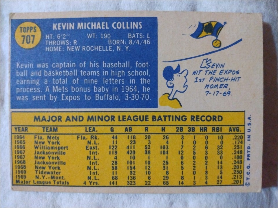 1970 Topps Baseball Card #707 - Kevin Collins - NM-MINT | eBay