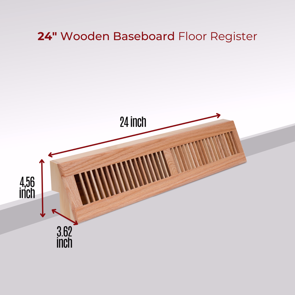 Wooden Baseboard Floor Register | Return Air Grille | Decorative Air ...