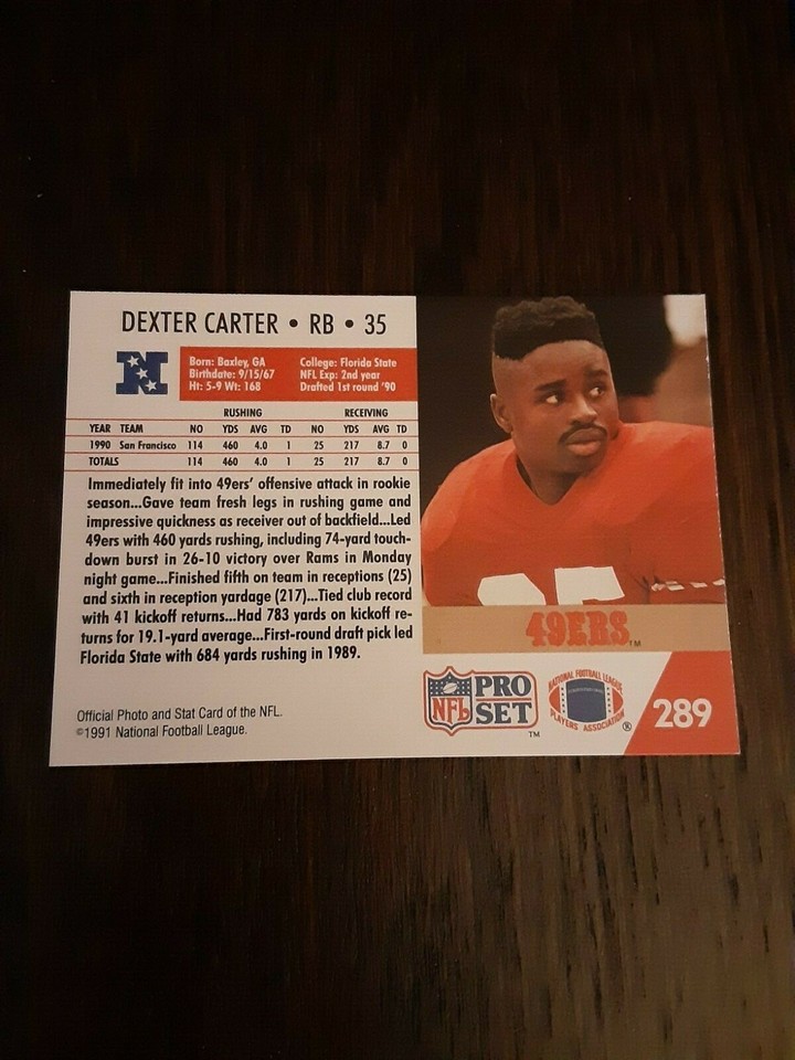 1991 Pro Set #289 Dexter Carter | eBay