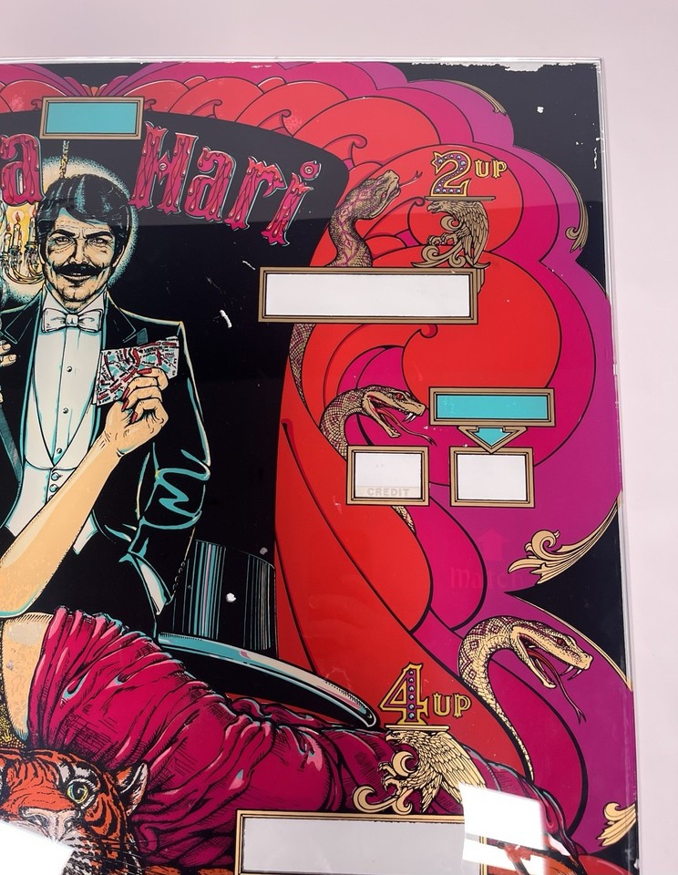 Original Bally Mata Hari Pinball Machine Backglass Back Glass Display ...