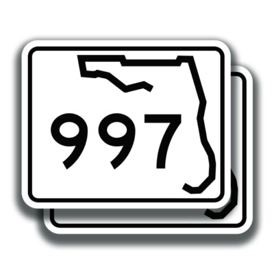 FLORIDA STATE ROAD 997 DECAL 2 Stickers Highway Sign Route Bogo Car ...
