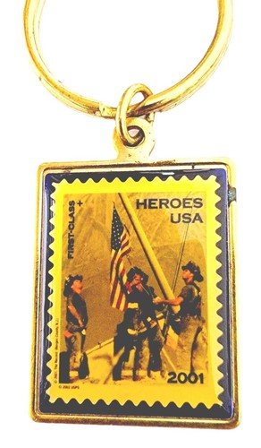 911 Heroes Stamp Keychain World Trade Center USPS Postage Memorial Twin ...