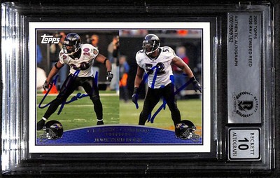 2009 Topps 326 Ray Lewis/Ed Reed HOF BGS Auto 10 Autographed BAS C84459 ...
