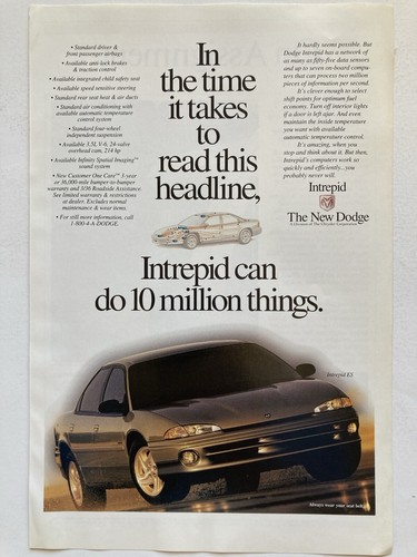 1995 Dodge Intrepid Print Ad 10 Million Things | eBay