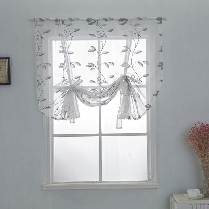 Wear Rod Style Roman Blinds Embroidered Curtains Tulle Embroidered Leaf ...