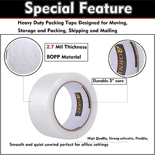 Clear Packing Tape Heavy Duty Refill Rolls Sealing Great For Packing ...