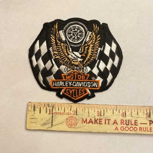 Vintage Harley Davidson Patch Panhead 80s Biker Patches Motorcycle Eagle Checker | eBay