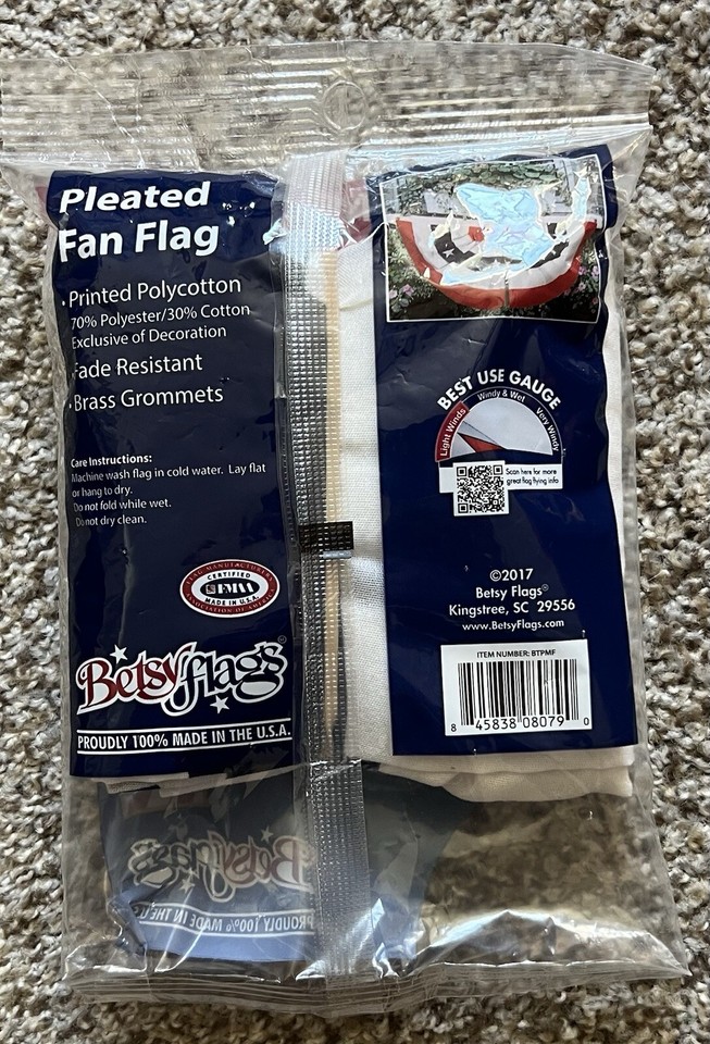 Betsy Flags Pleated Fan Flag 1.5' x 3' feet with Grommets | eBay