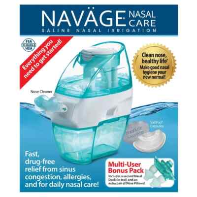 Navage Saline Nasal Irrigator Kit (SDG2) - Blue/White W/ 60 Original ...