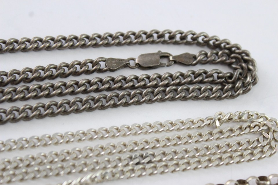 Sterling Silver Chain Necklaces Curb Flat Curb Rolo Link x 3 (67g ...