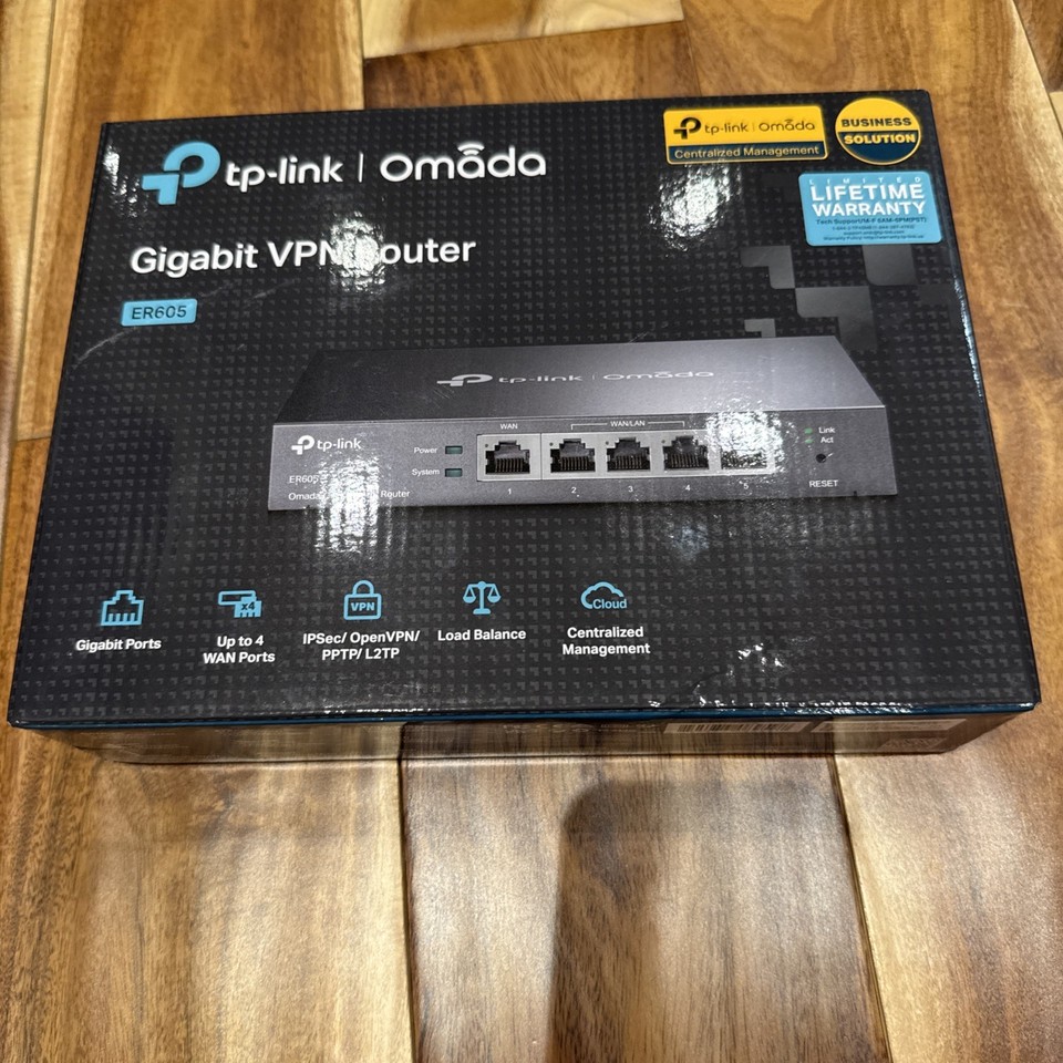 TP-Link ER605 V2 Omada 5-Port Gigabit Multi-WAN VPN Router, 3 Config ...