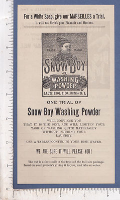 9897 Lautz Snow Boy Soap bar c1895 receipt Marseilles Big Master Soap ...