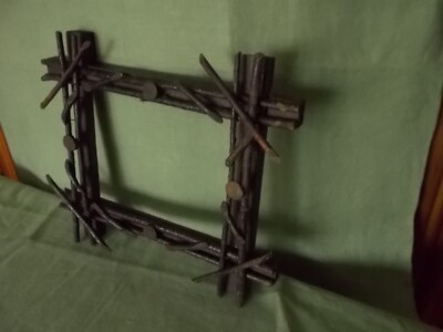 RUSTIC Adirondack Twig & Wood PICTURE FRAME American FOLK ART for 8x10 ...