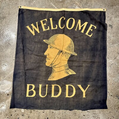 Original WW1 Linen Welcome Buddy Flag Doughboy Homefront | eBay