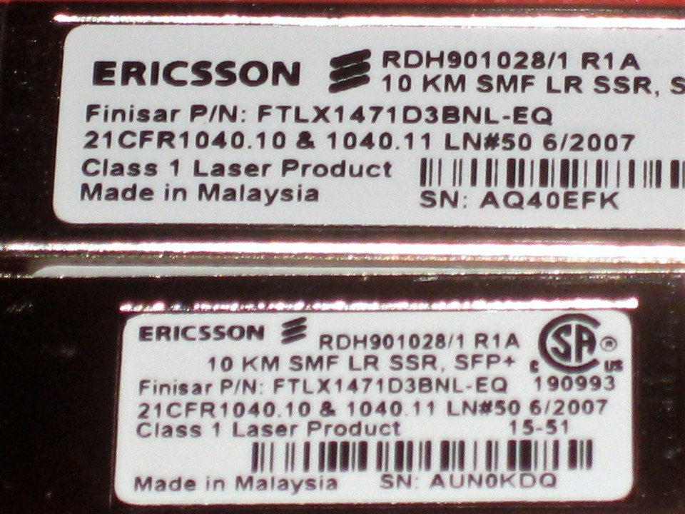 Ericsson 10Gb RDH901028/1 R1A 10km SMF LW 10Gbase-LR SFP+ FTLX1471D3BNL ...