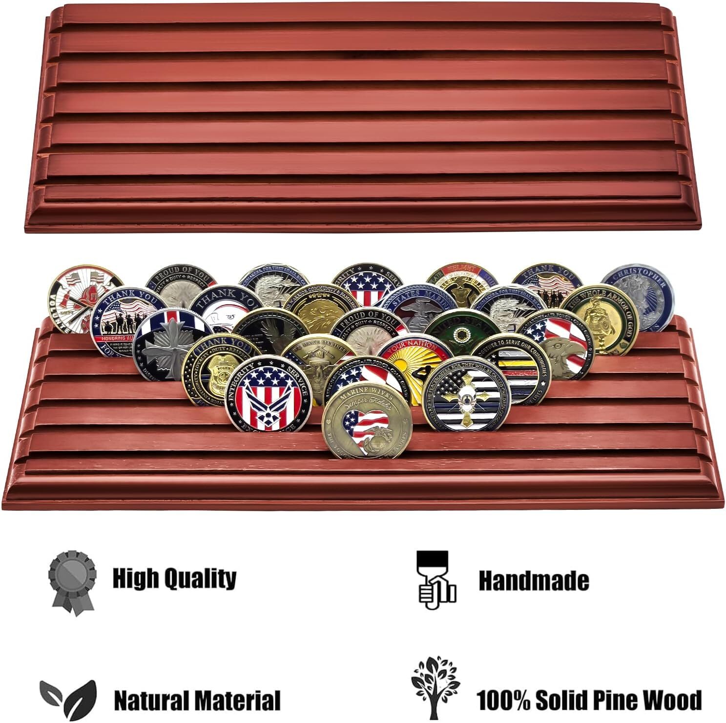 6 Rows Military Challenge Coin Stand Holder Display Rack,100% Natural ...