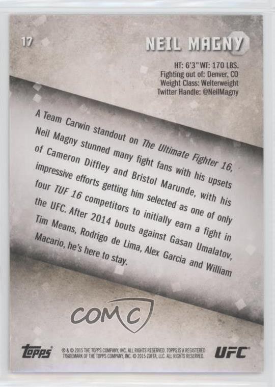 2015 Topps UFC Knockout Gold /99 Neil Magny #17 Rookie RC | eBay