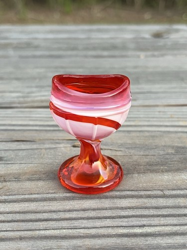Red And White Marble Slag Eye Wash Cup UV Reactive Rosso Glass ...
