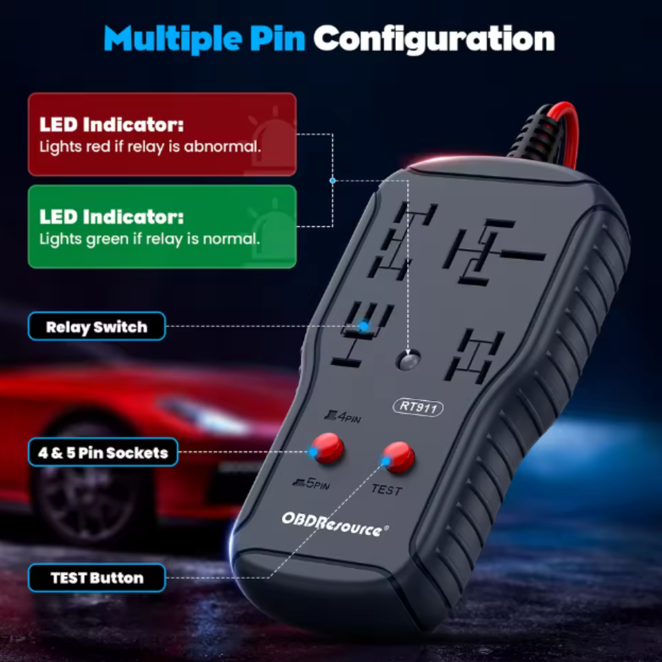 Automotive Relay Tester 4&5 Pin 12V/24V Auto Diagnostic Tool,4 ...