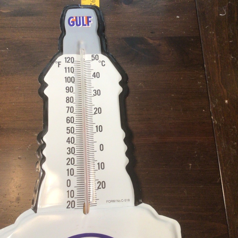 GULF. Spark Plug Thermometer Metal Sign Gas Oil Parts Vintage Style ...