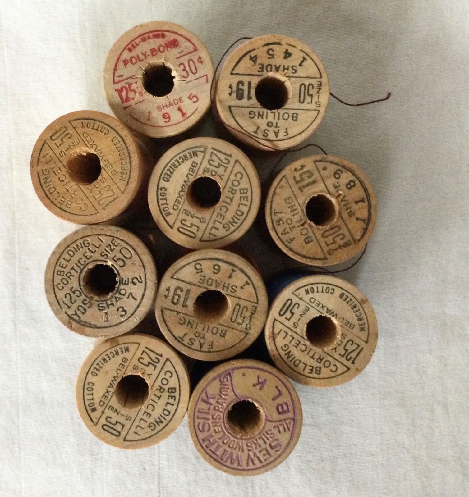 Lot of 10 Belding Corticelli Assorted Thread Wood Bobbins Spools | eBay