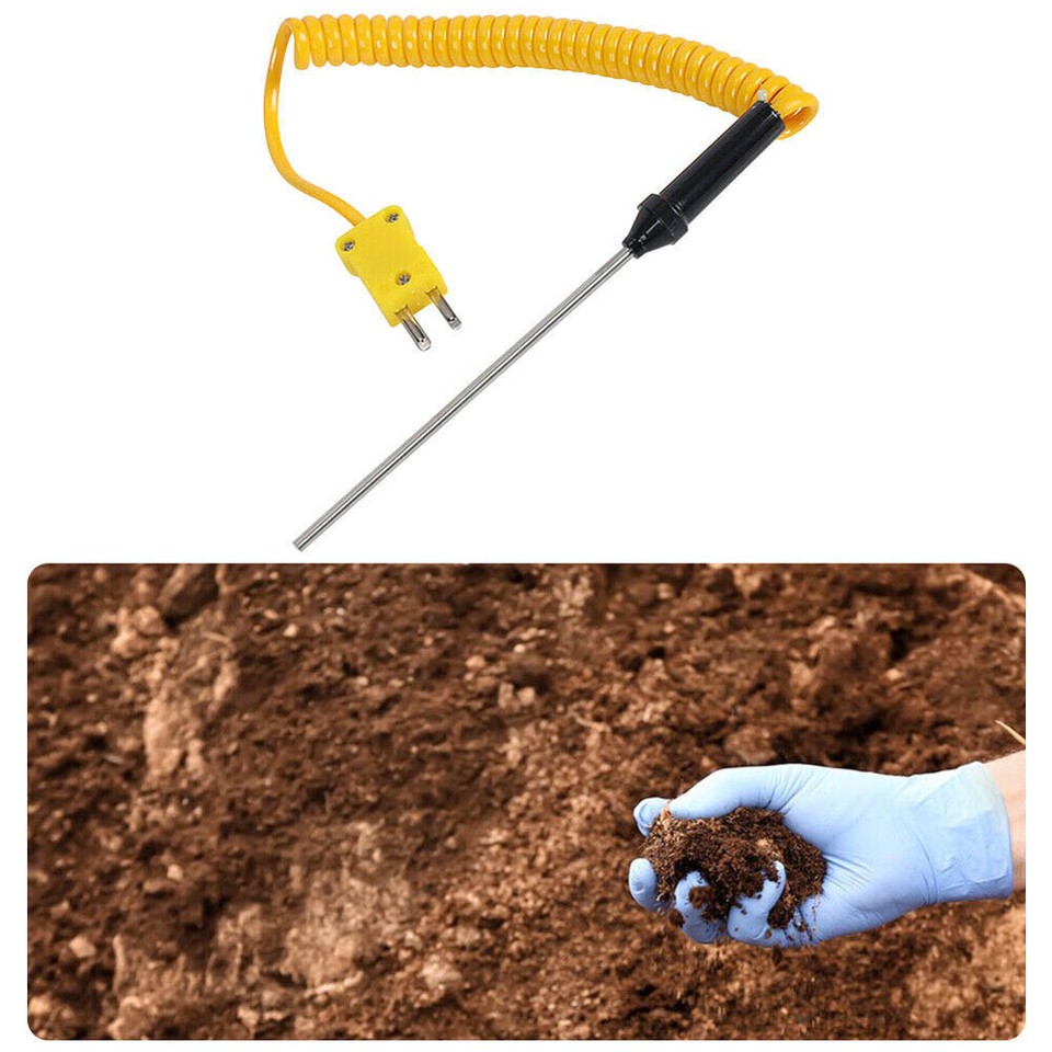 USA K-Type Thermocouple Probe Digital Thermometer Steel Sensor Spiral ...
