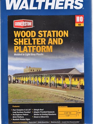 HO Scale Walthers Cornerstone 933-3188 Wood Station Shed & Platform Kit ...