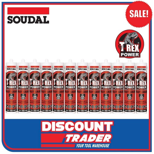 Soudal T-Rex Power Fast Grab SMX Polymer Sealant Adhesive Silver 1 Box ...