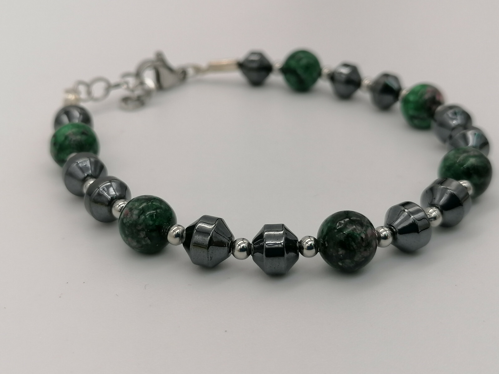 Men's Bracelet Jasper Hematite Steel Adjustable Made IN Italy | eBay