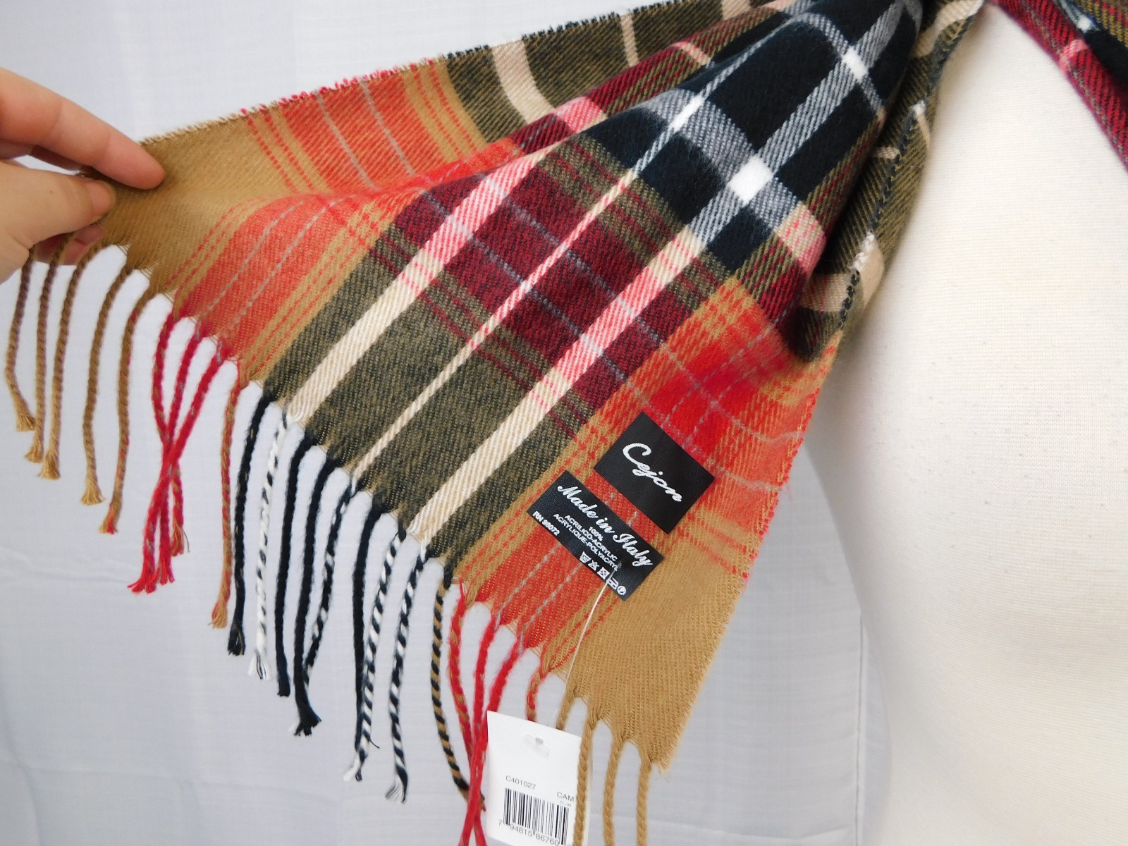 Cejon Italy Super Soft Acrylic Tassel Muffler Scarf One Size Camel ...