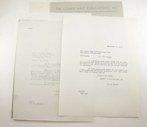 1933 Lamson Goodnow Conde Nast Publications NYC Samples Letters ...
