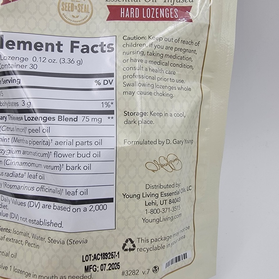 Young Living Thieves HARD LOZENGES 30 Count Herbal Supplement Essential ...