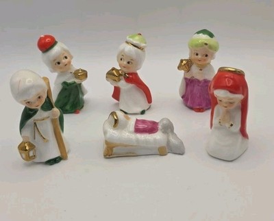 Vtg Christmas Napco Nativity Miniature Figurines 6 Piece Set Taiwan ...