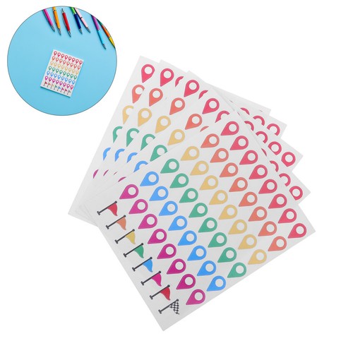 5 Sheets Colorful Map Marker Stickers, Self Adhesive Location Dots For ...