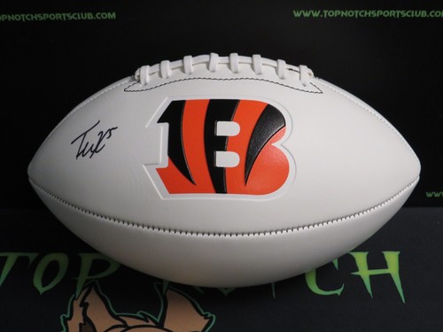 TEE HIGGINS SIGNED CINCINNATI BENGALS WHITE PANEL LOGO FOOTBALL BECKETT ...