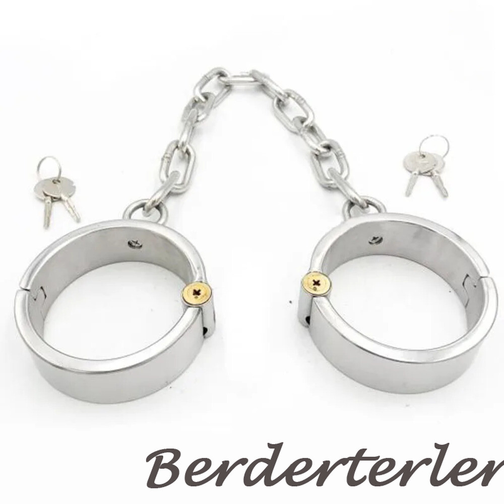 Stainless Steel Ankle Cuffs Bondage Restraints Metal Chain Shackles ...