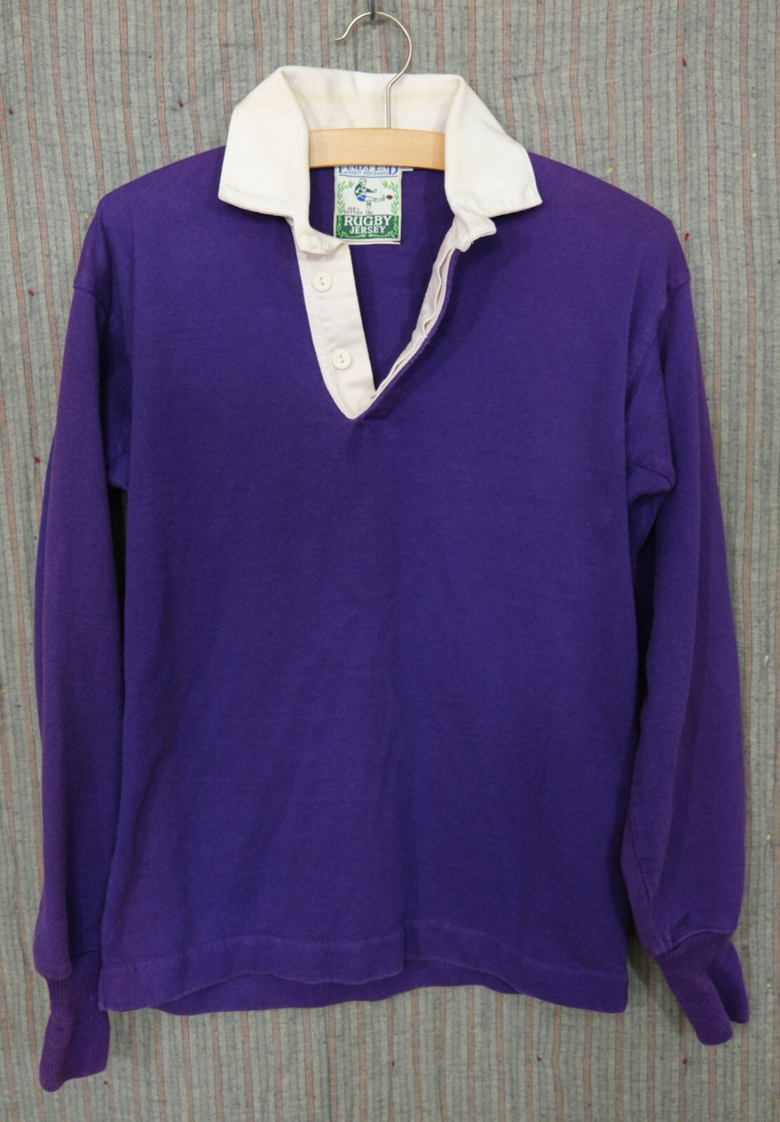 Vtg 1990s Lands End 100% Cotton Solid Purple Rugby LS Shirt XS Ivy ...